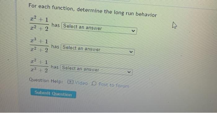 Solved For each function, determine the long run behavior 12 | Chegg.com