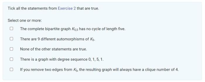 Solved Tick all the statements from Exercise 2 that are | Chegg.com