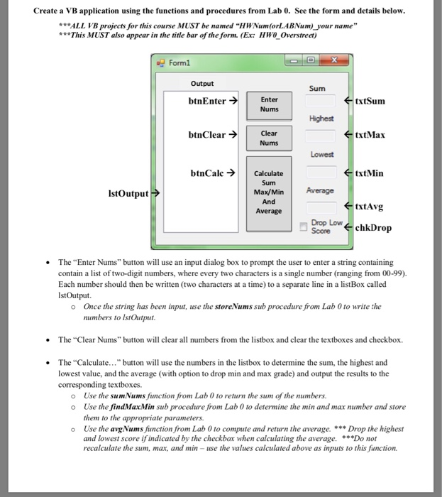 Solved Create A Vb Application Using The Functions And 1665