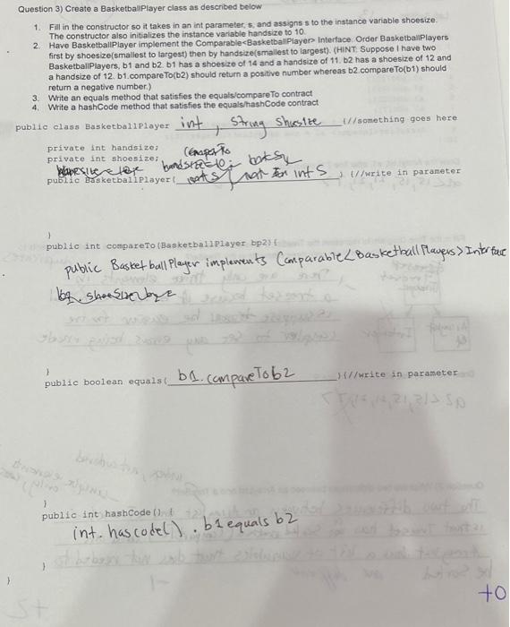 Solved Question 3) Create a Basketball player class as | Chegg.com