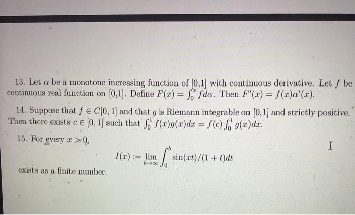 Solved 13. Let a be a monotone increasing function of [0,1] | Chegg.com