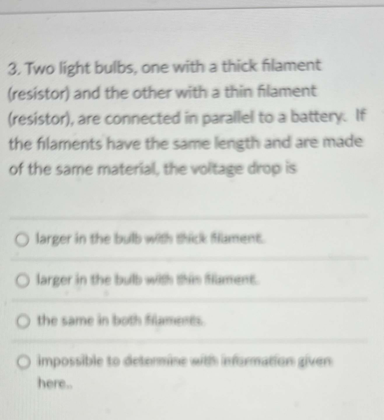 Solved Two light bulbs, one with a thick filament (resistor) | Chegg.com