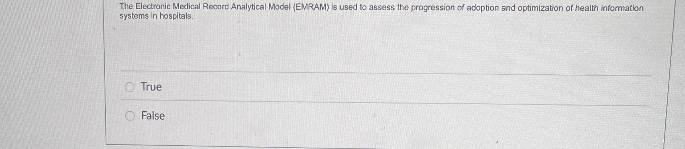 Solved The Electronic Medical Record Analytical Model | Chegg.com