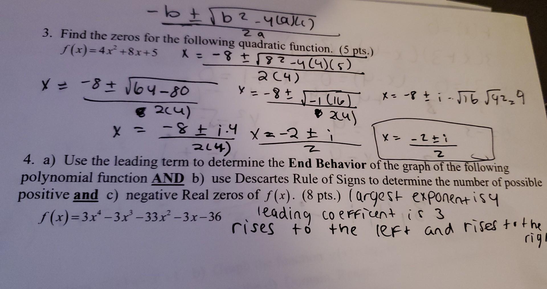 Solved 4. a) Use the leading term to determine the End | Chegg.com