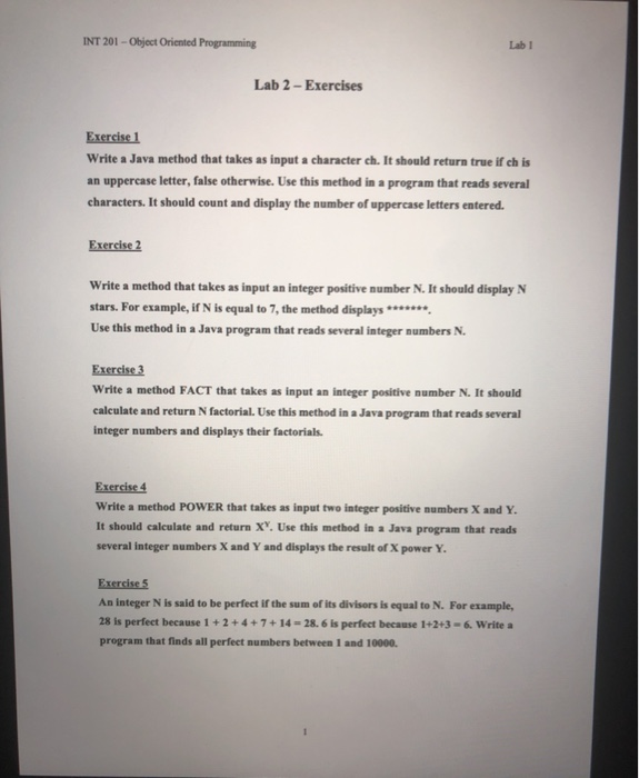 Solved INT 201 - Object Oriented Programming Labi Lab 2 - | Chegg.com Solved INT 201 - Object Oriented Programming Labi Lab 2 - | Chegg.com