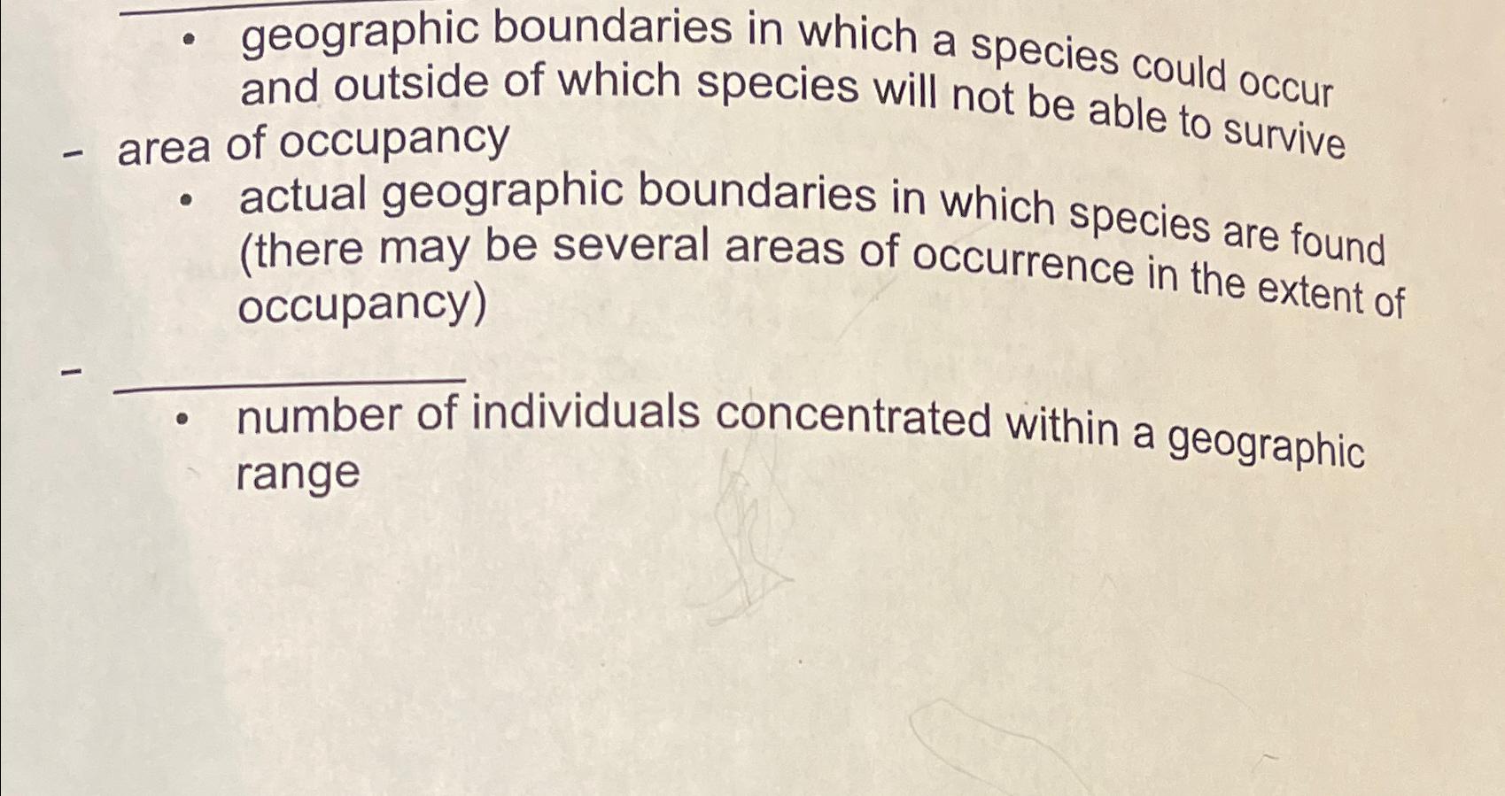 Solved geographic boundaries in which a species could occur | Chegg.com