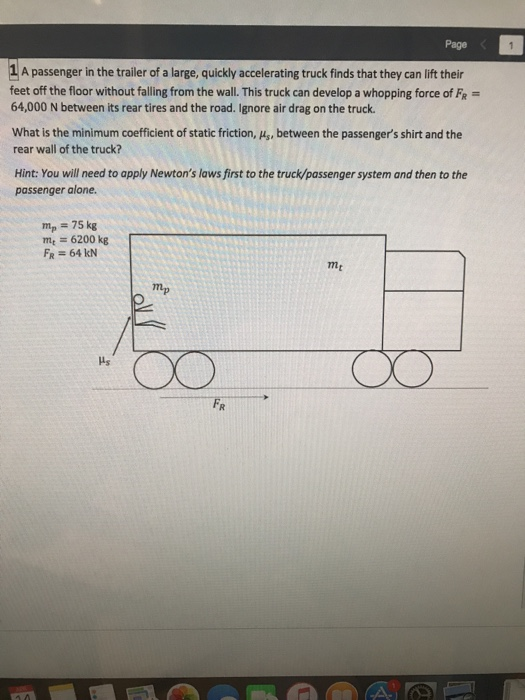 Solved Page 1 L A passenger in the trailer of a large, | Chegg.com
