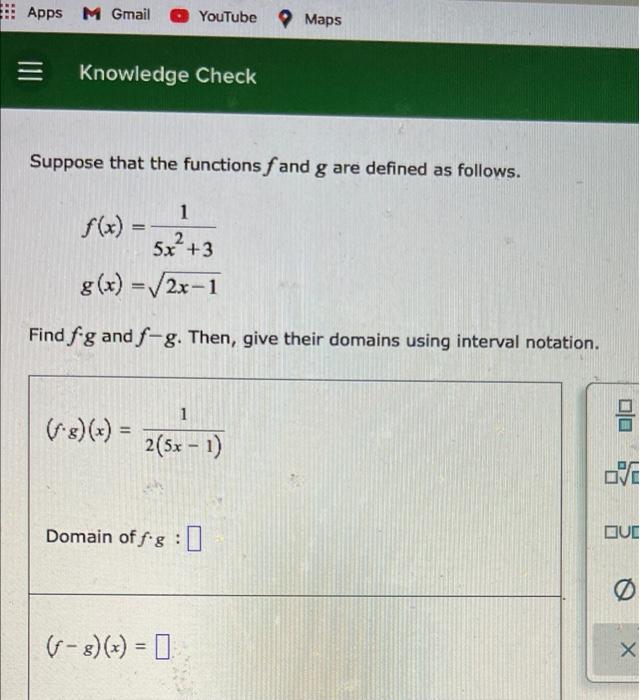 Solved Apps M Gmail YouTube Maps = Knowledge Check Suppose | Chegg.com