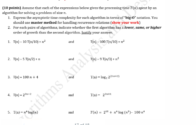 Solved [10 ﻿points) ﻿Assume that each of the expressions | Chegg.com
