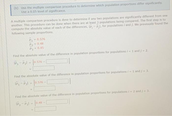 Solved (b) Use the multiple comparison procedure to | Chegg.com