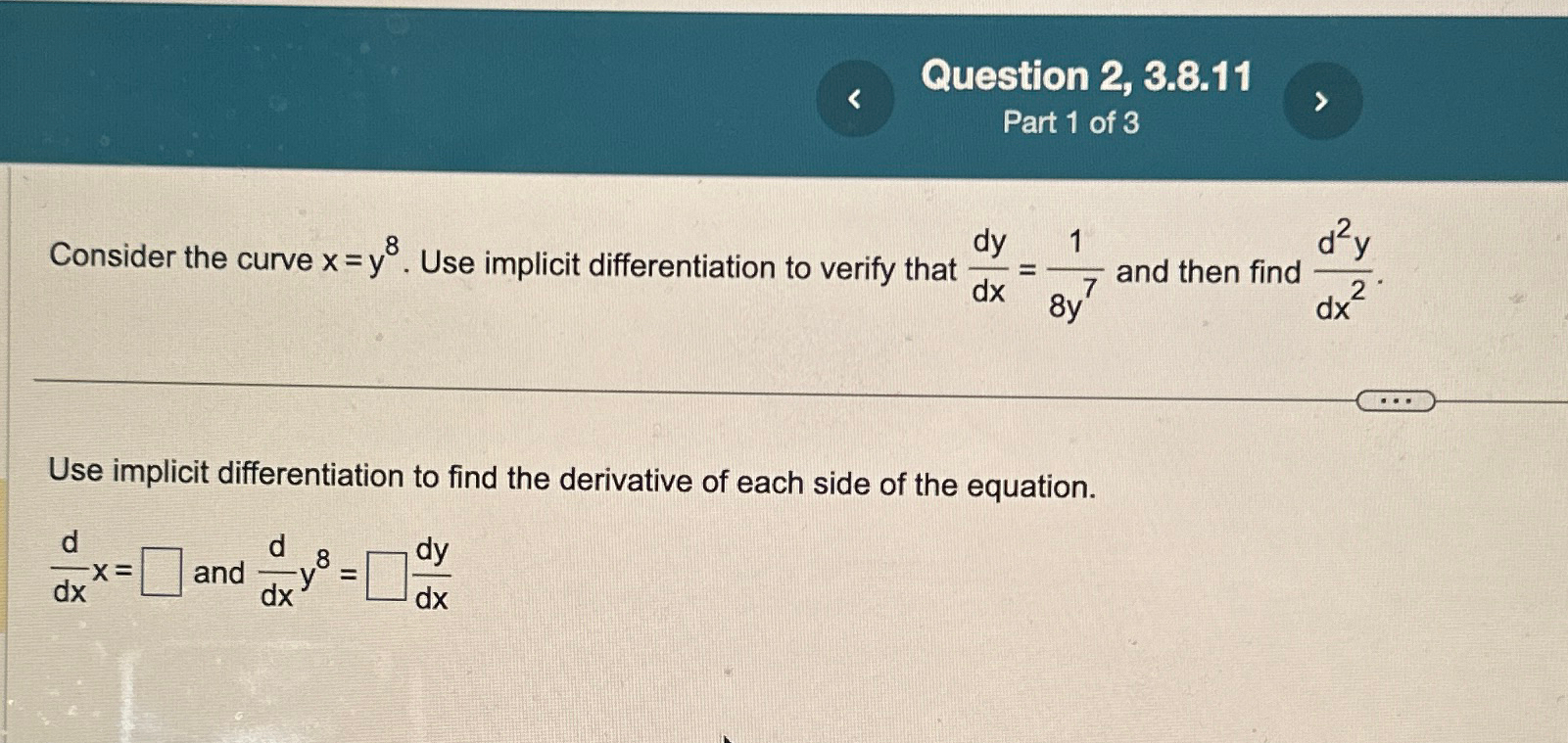 Solved Question 2, 3.8.11Part 1 ﻿of 3Consider the curve | Chegg.com
