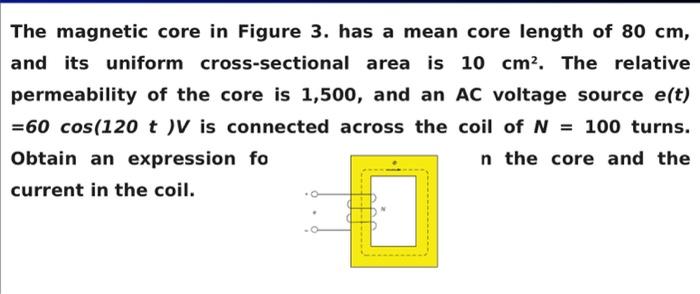 Solved The magnetic core in Figure 3. has a mean core length | Chegg.com