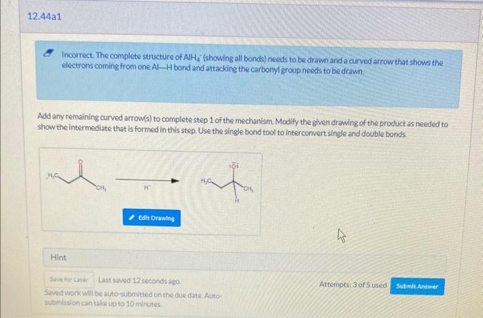 Solved Incorrect. The complete structure of AlH4 ' (showing | Chegg.com