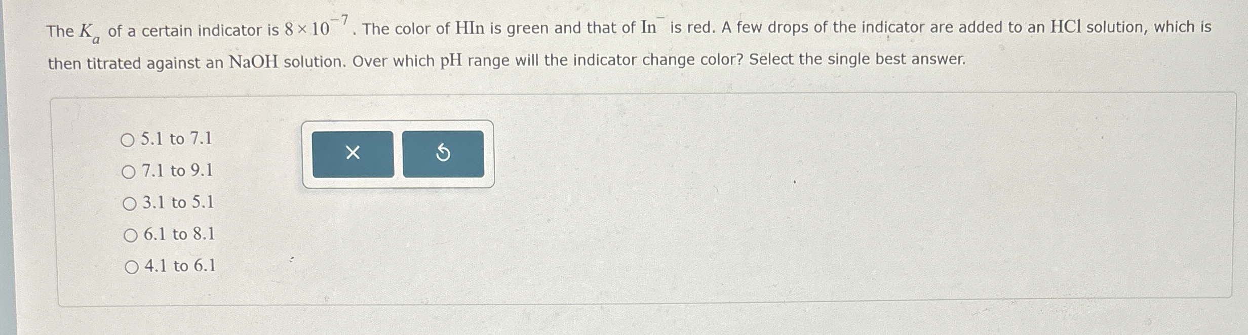 High Quality SOLUTION The Ka ﻿of a certain indicator is 8×10-7. ﻿The color | Chegg.com