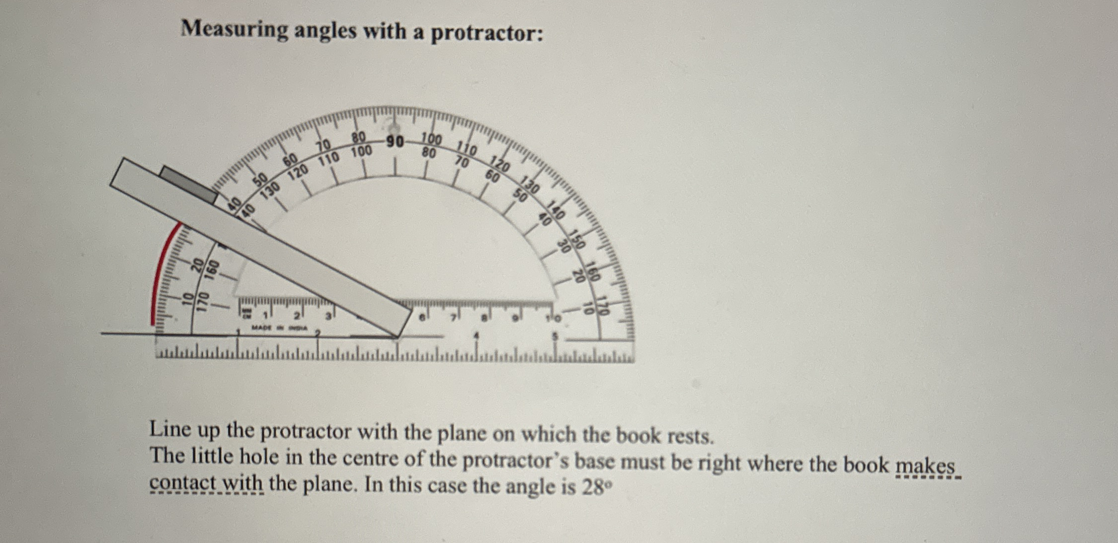 Measuring angles with a protractor:Line up the | Chegg.com