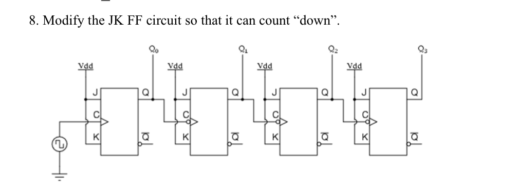 Solved Modify the JK FF circuit so that it can count "down". | Chegg.com