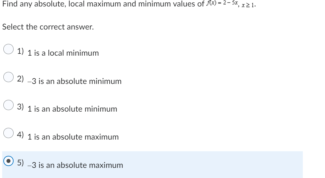 Solved Find any absolute, ﻿local maximum and minimum values | Chegg.com