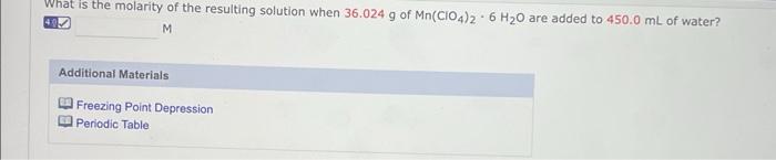 Solved What is the molarity of the resulting solution when | Chegg.com