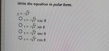 Solved Write the equation in polar | Chegg.com
