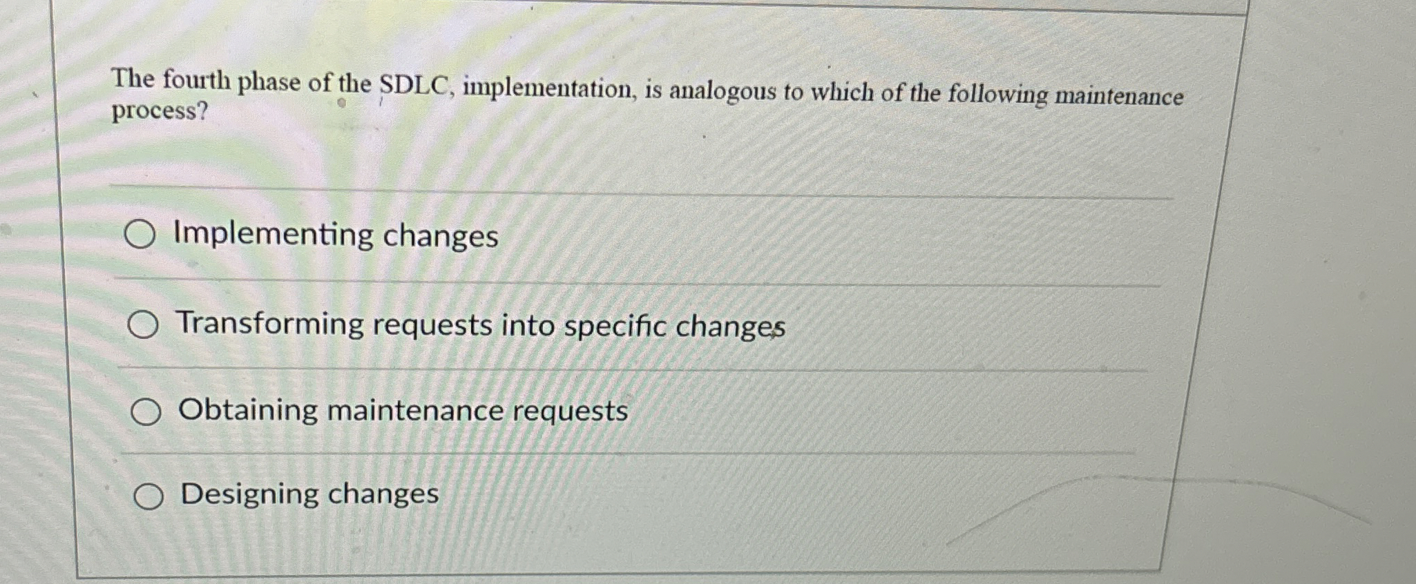 Solved The fourth phase of the SDLC, ﻿implementation, is | Chegg.com