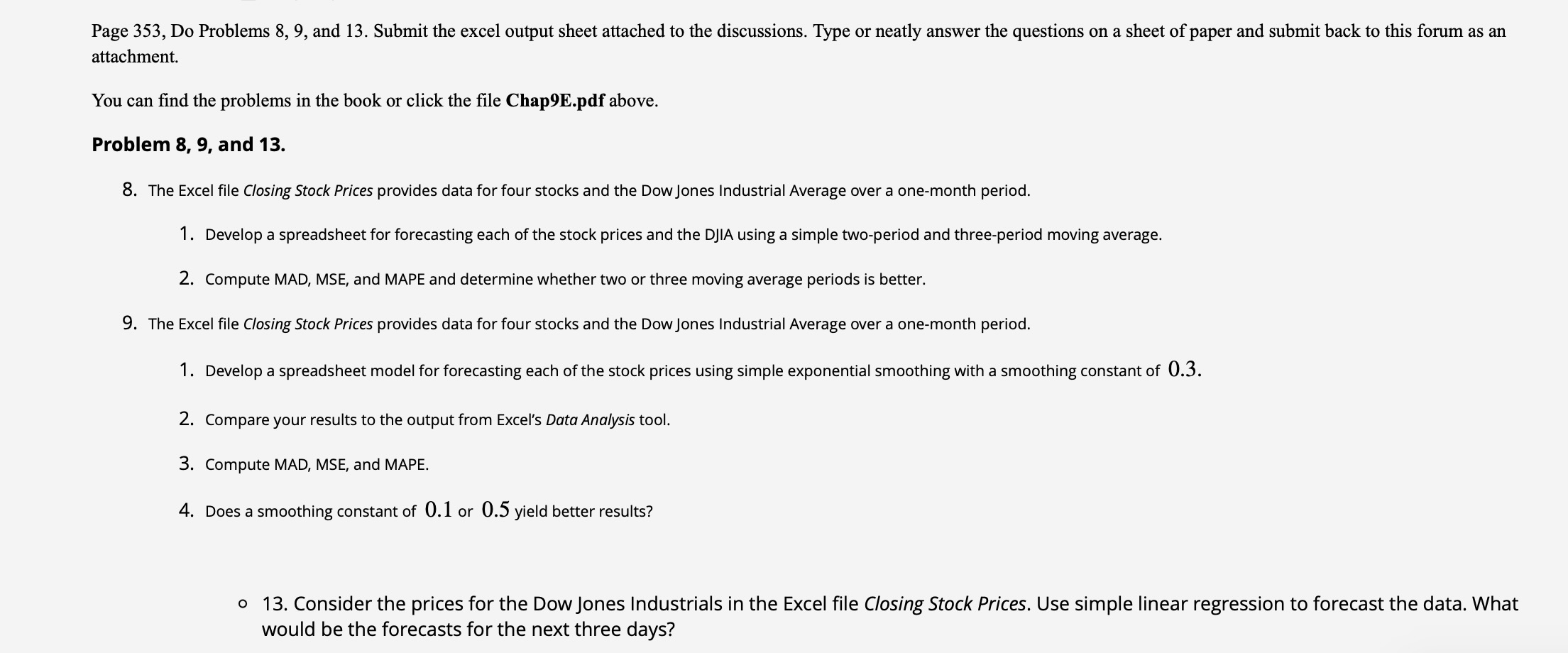Consider the prices for the Dow Jones Industrials in | Chegg.com