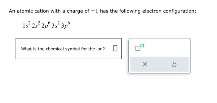 Solved An Atomic Cation With A Charge Of 1 Has The