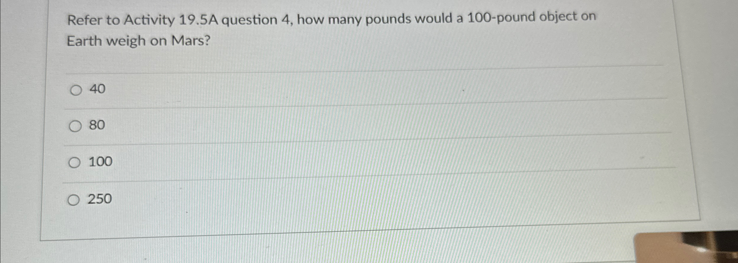 Solved Refer to Activity 19.5A question 4, ﻿how many pounds | Chegg.com