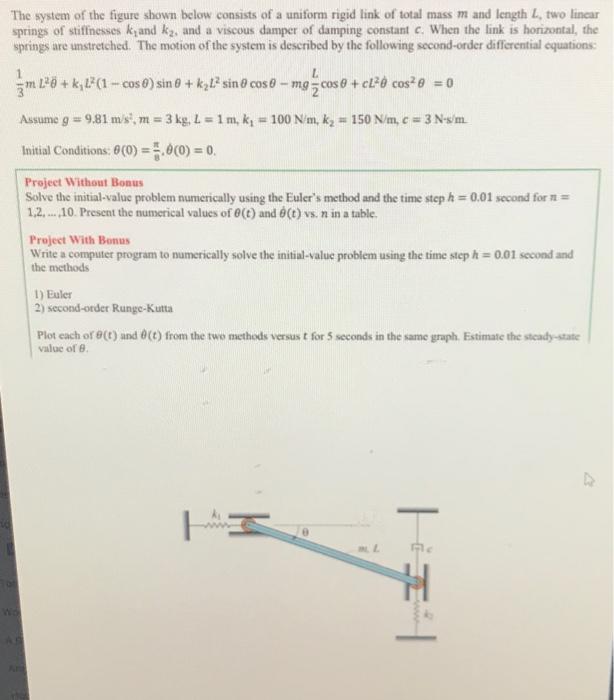 Solved The system of the figure shown below consists of a | Chegg.com