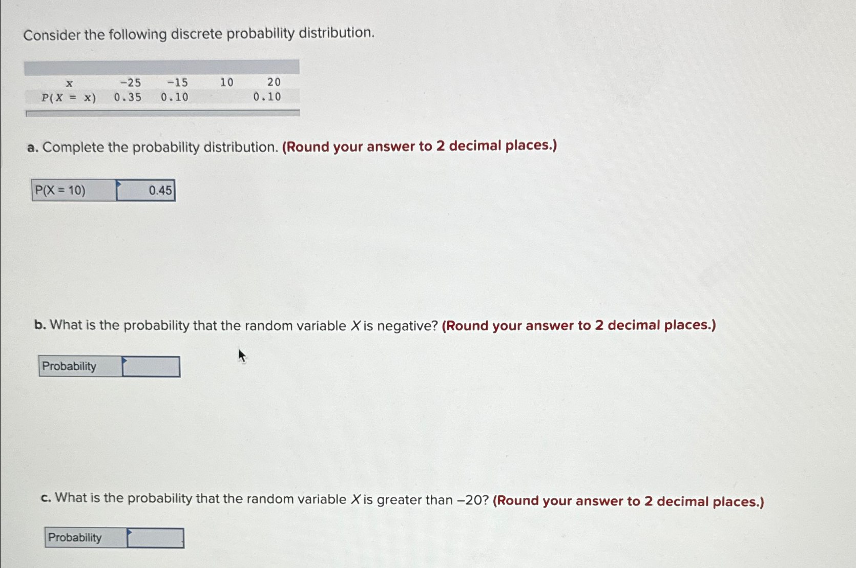 Solved Consider the following discrete probability | Chegg.com