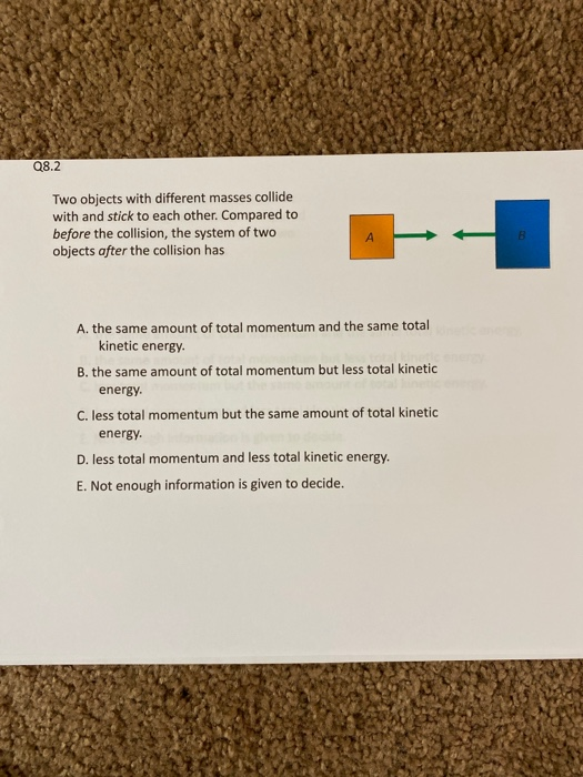 Solved Q8 2 Two Objects With Different Masses Collide With