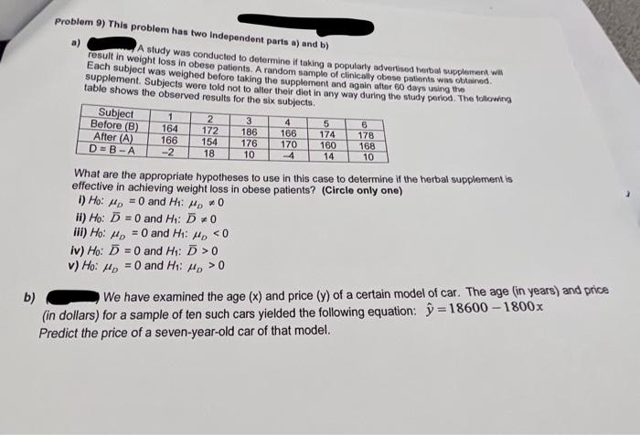 Solved Problem 9) This problem has two independent parts a) | Chegg.com