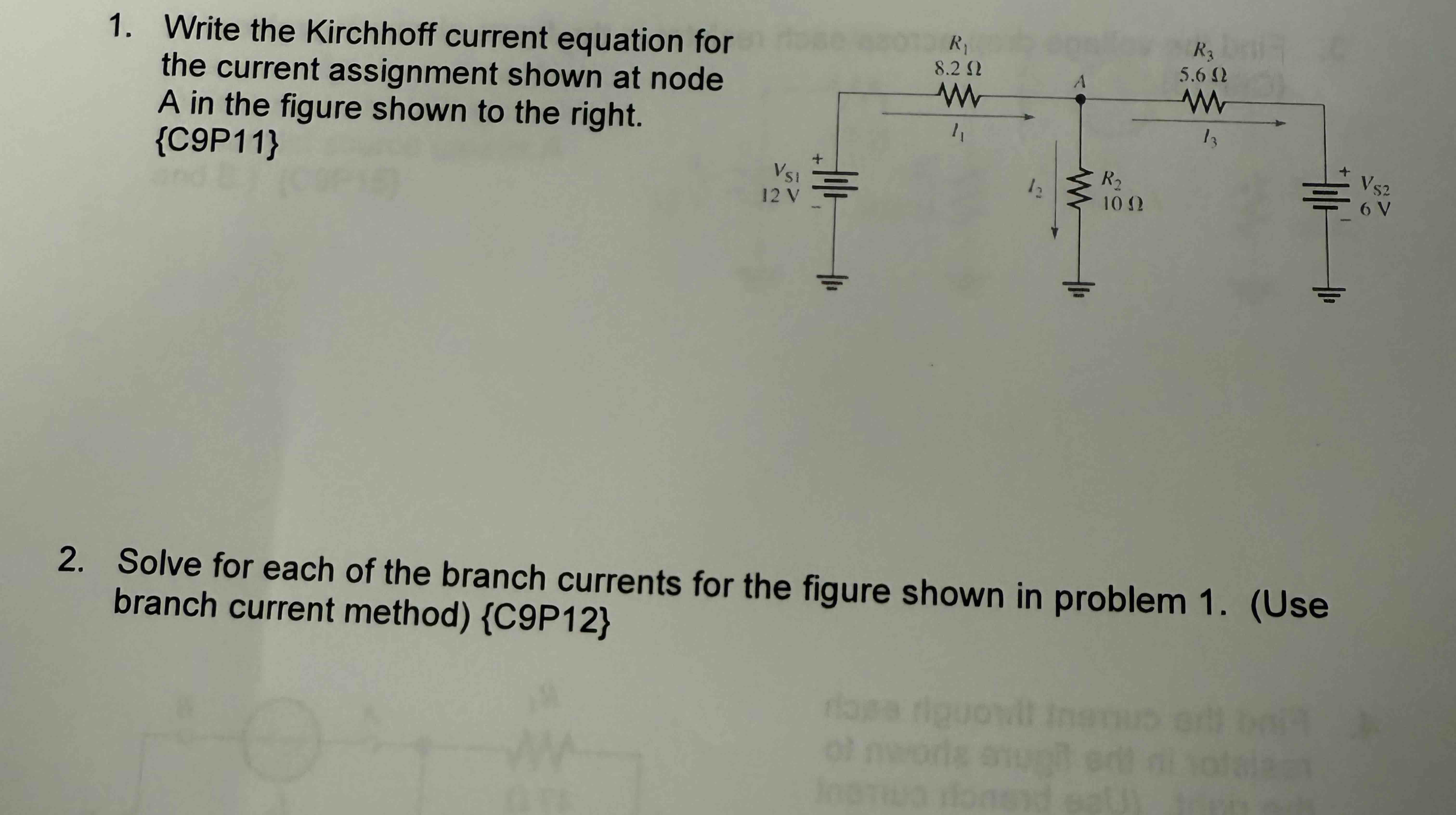 1. ﻿Write the Kirchhoff current equation for the | Chegg.com
