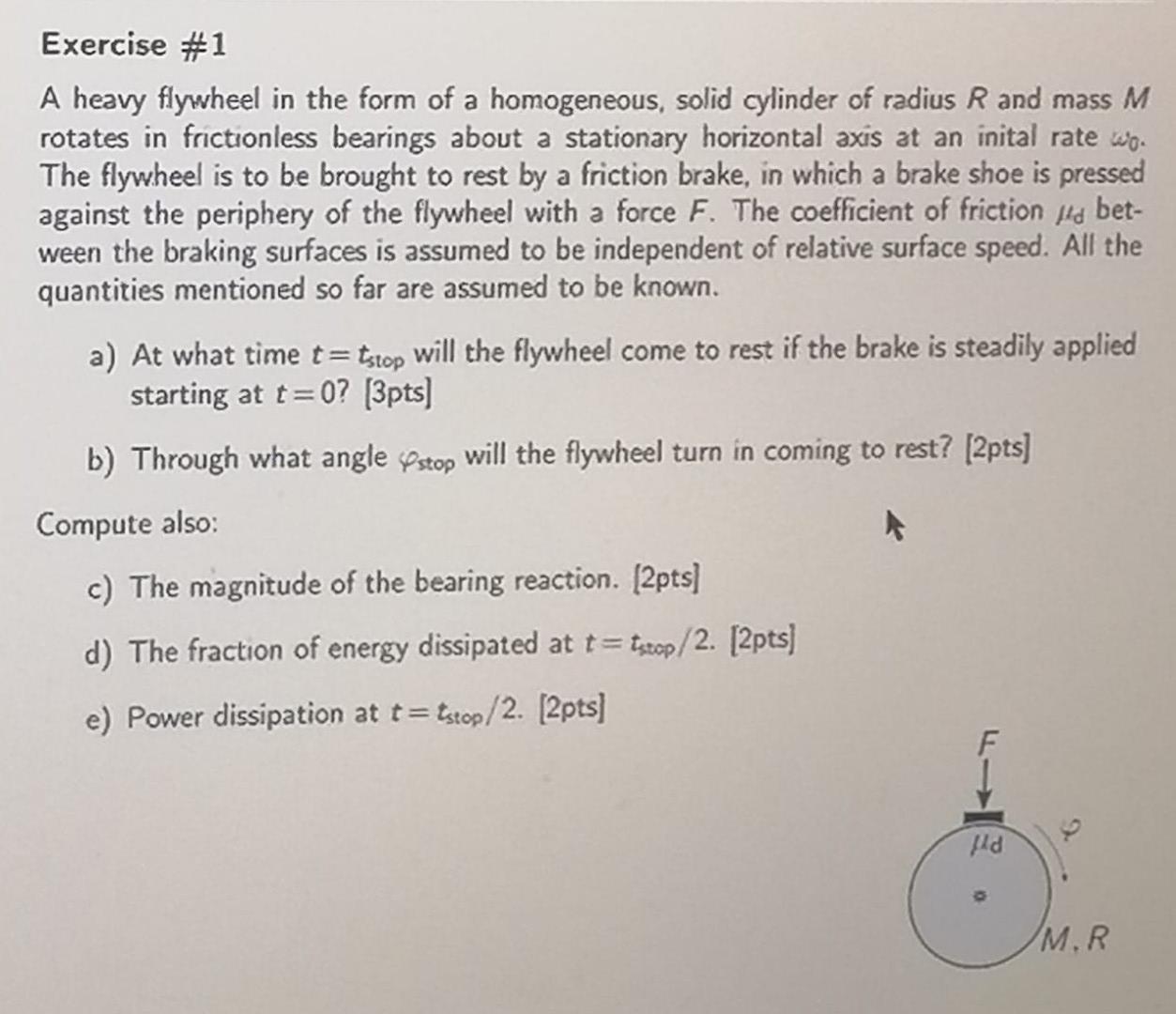 Solved Exercise #1 A heavy flywheel in the form of a | Chegg.com