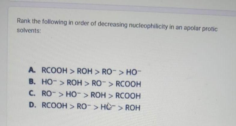 Solved Rank the following in order of decreasing | Chegg.com
