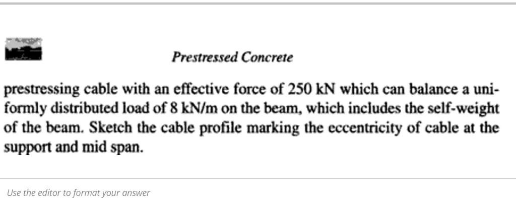 Solved Prestressed Concrete prestressing cable with an | Chegg.com