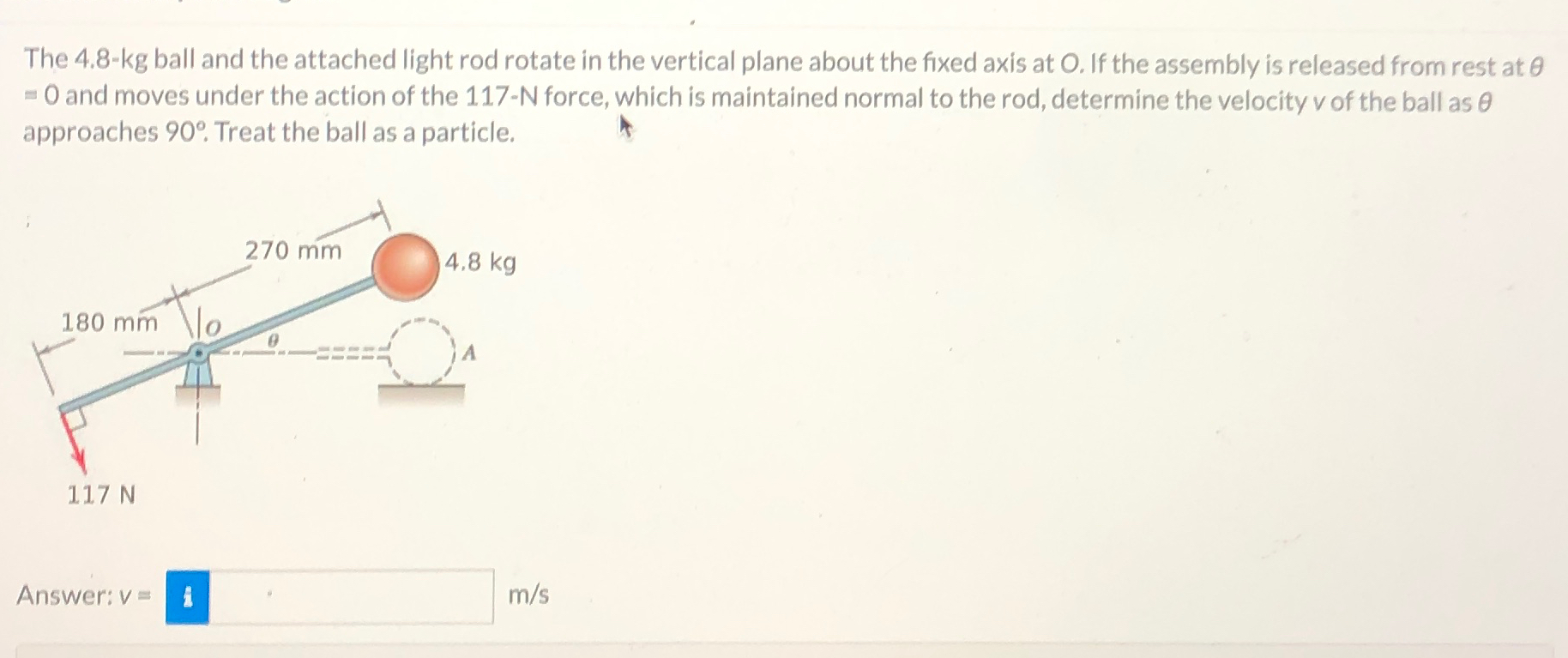 Solved The 4.8-kg ﻿ball and the attached light rod rotate in | Chegg.com