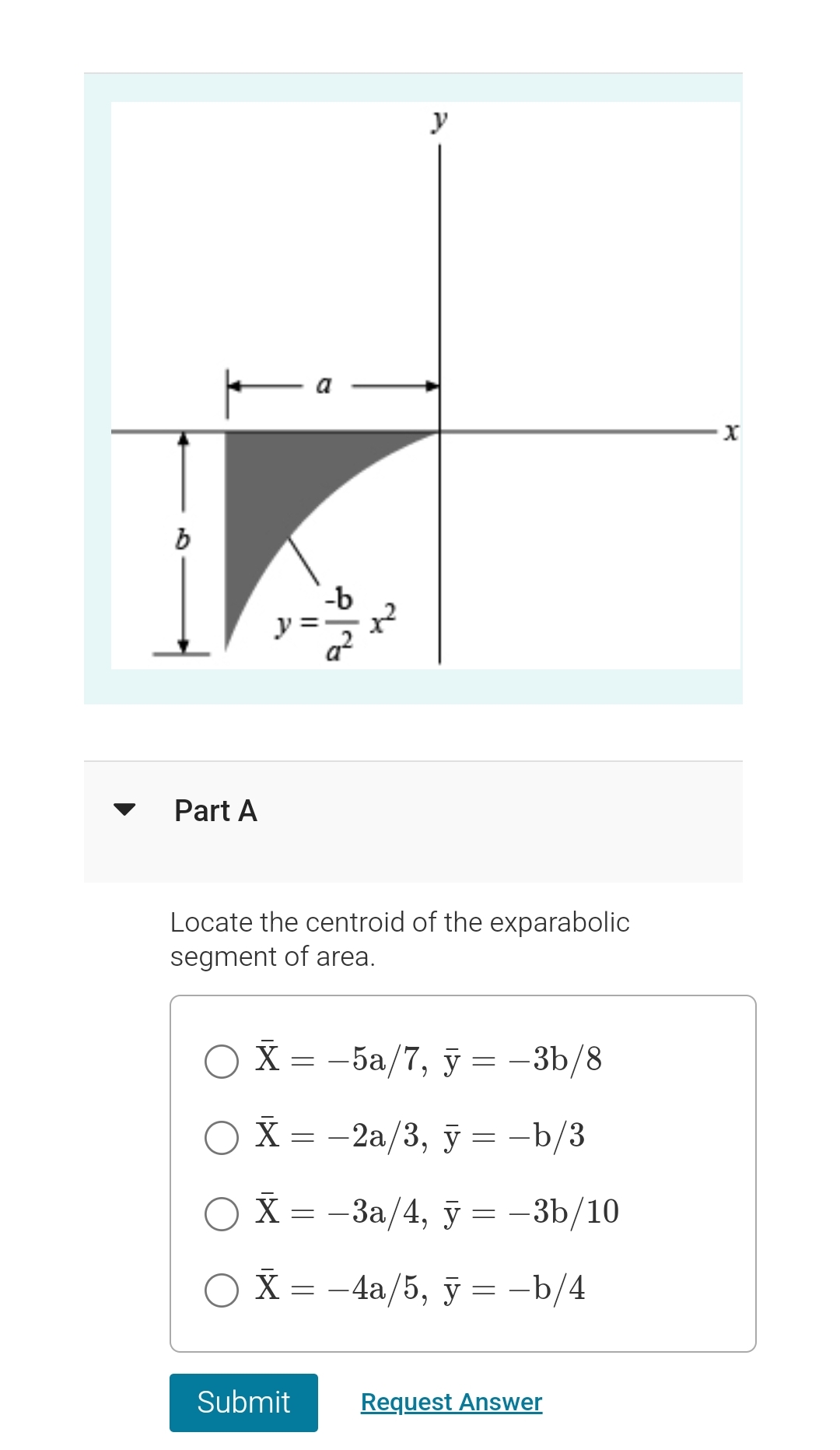 Solved Part ALocate the centroid of the exparabolic segment | Chegg.com