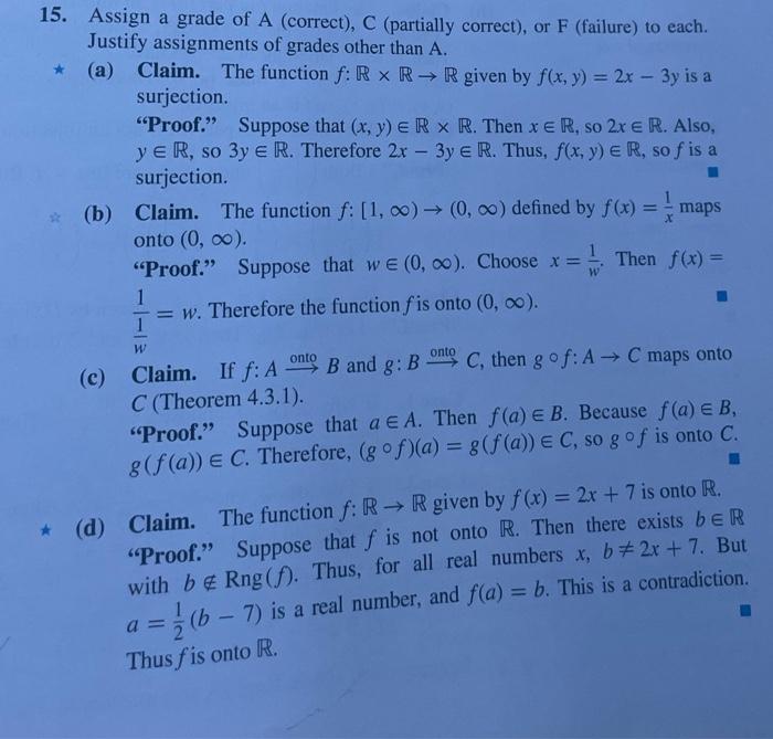 Solved 15. Assign a grade of A (correct), C (partially | Chegg.com