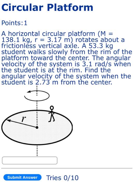 Solved Points: 1 A horizontal circular platform (M= 138.1 | Chegg.com