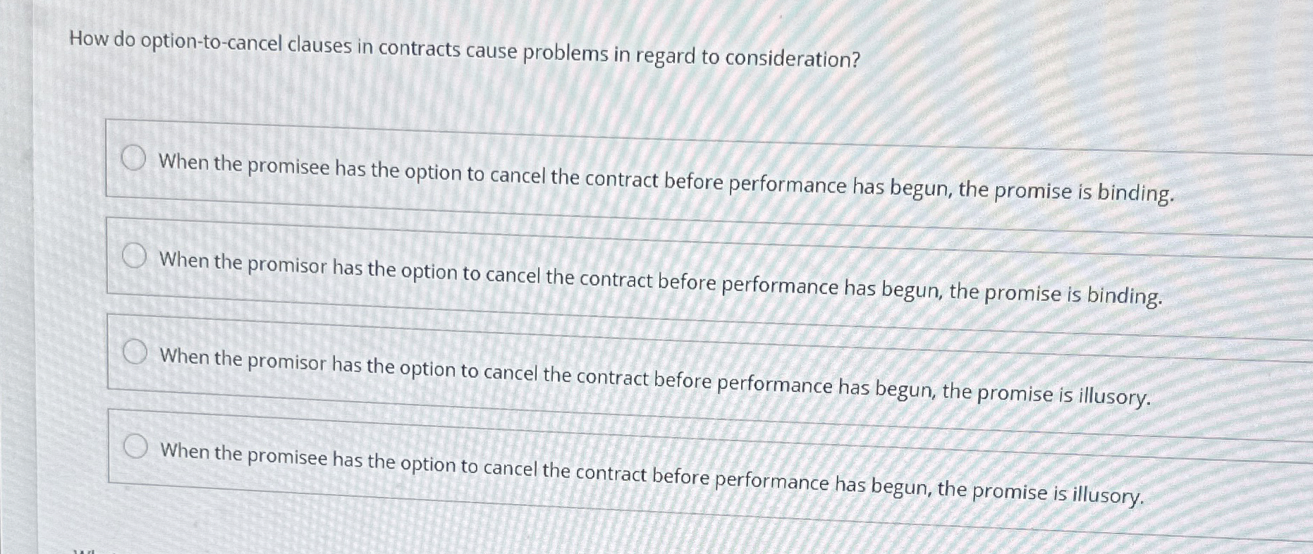 Solved How do option-to-cancel clauses in contracts cause | Chegg.com