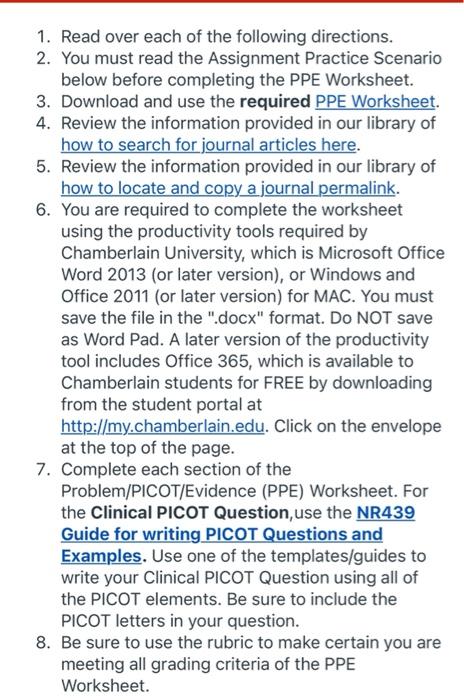 1. Read over each of the following directions. 2. You | Chegg.com
