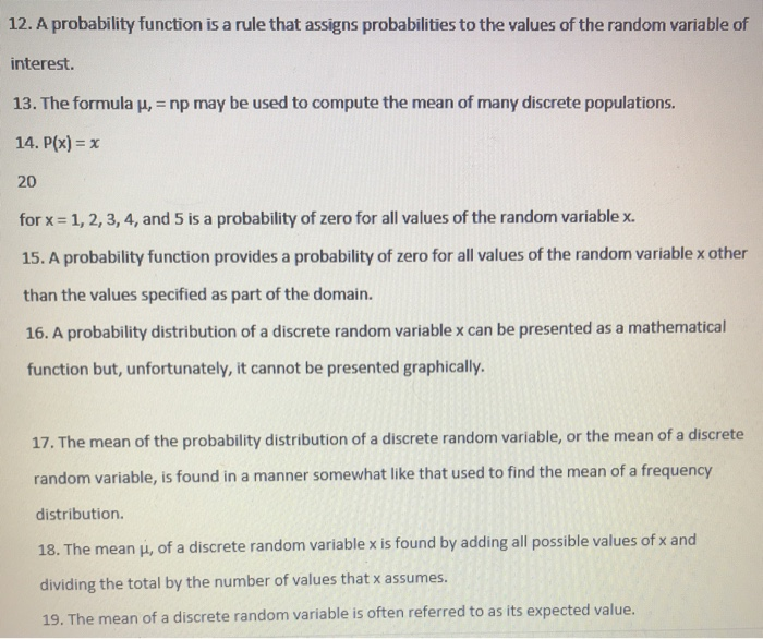 12. A probability function is a rule that assigns | Chegg.com