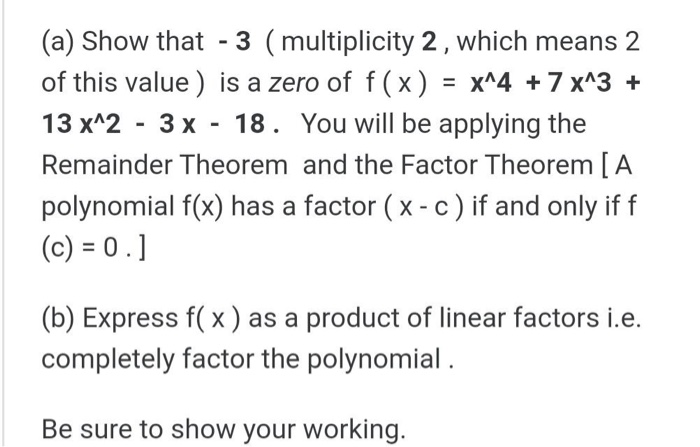 Solved (a) Show that - 3 (multiplicity 2 , which means 2 of | Chegg.com