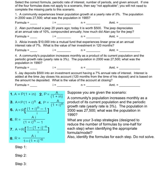 Solved Select the correct formula, periodic rate of | Chegg.com