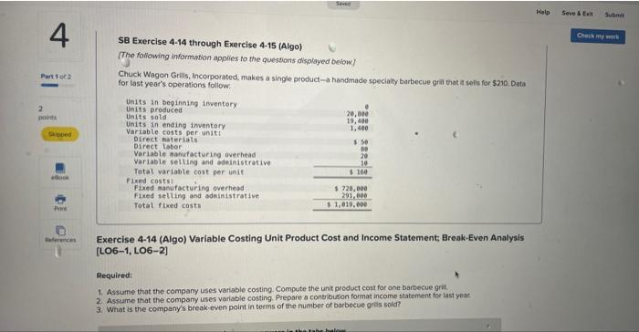 Solved SB Exercise 4-14 through Exercise 4-15 (Algo) [The | Chegg.com