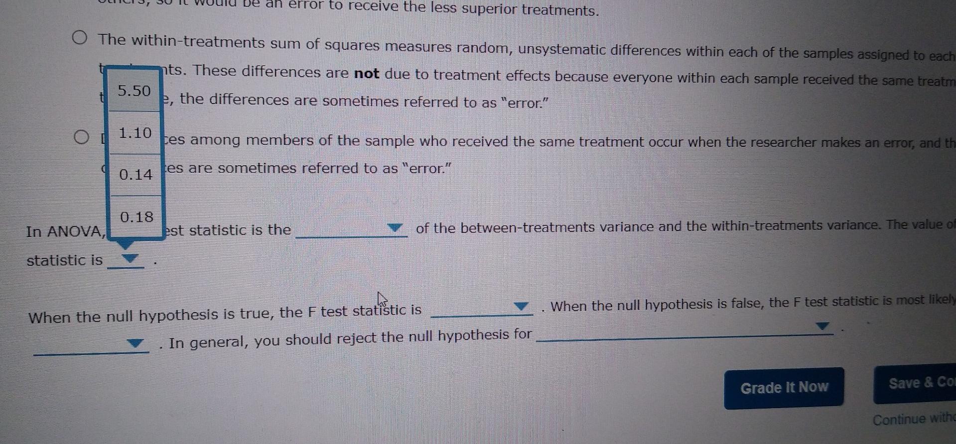 Solved 5. ANOVA calculations and rejection of the null | Chegg.com