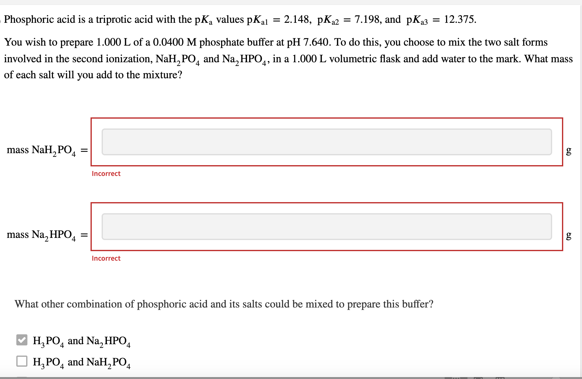 Solved Phosphoric acid is a triprotic acid with the pKa | Chegg.com