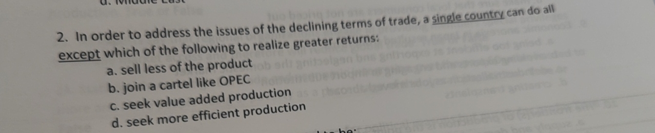 Solved In order to address the issues of the declining terms | Chegg.com