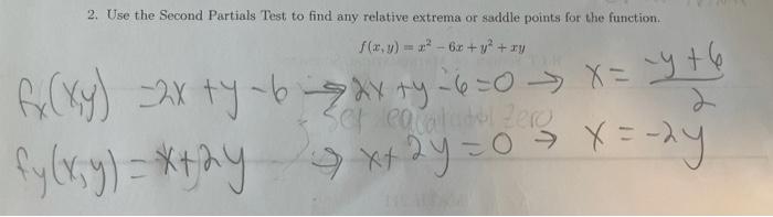 Solved 2. Use the second partials test to find any relative | Chegg.com