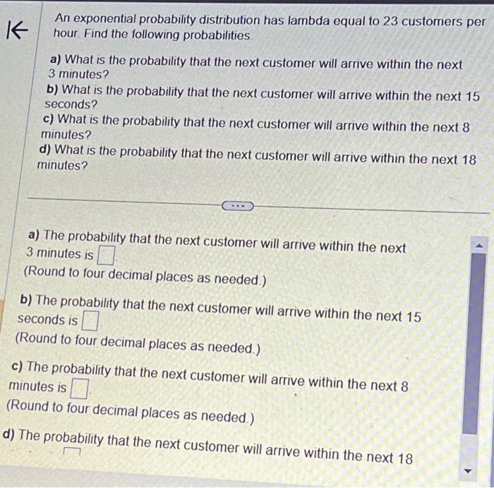 Solved An exponential probability distribution has lambda | Chegg.com